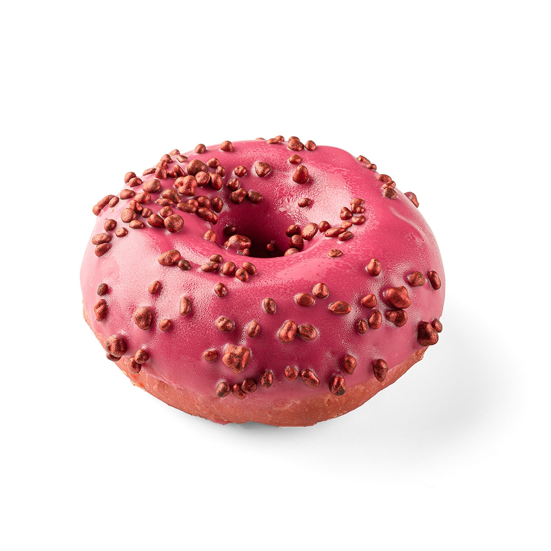 Donut VIVA MAGENTA med kirsebærfyll Mantinga 65g - Matim Engros AS