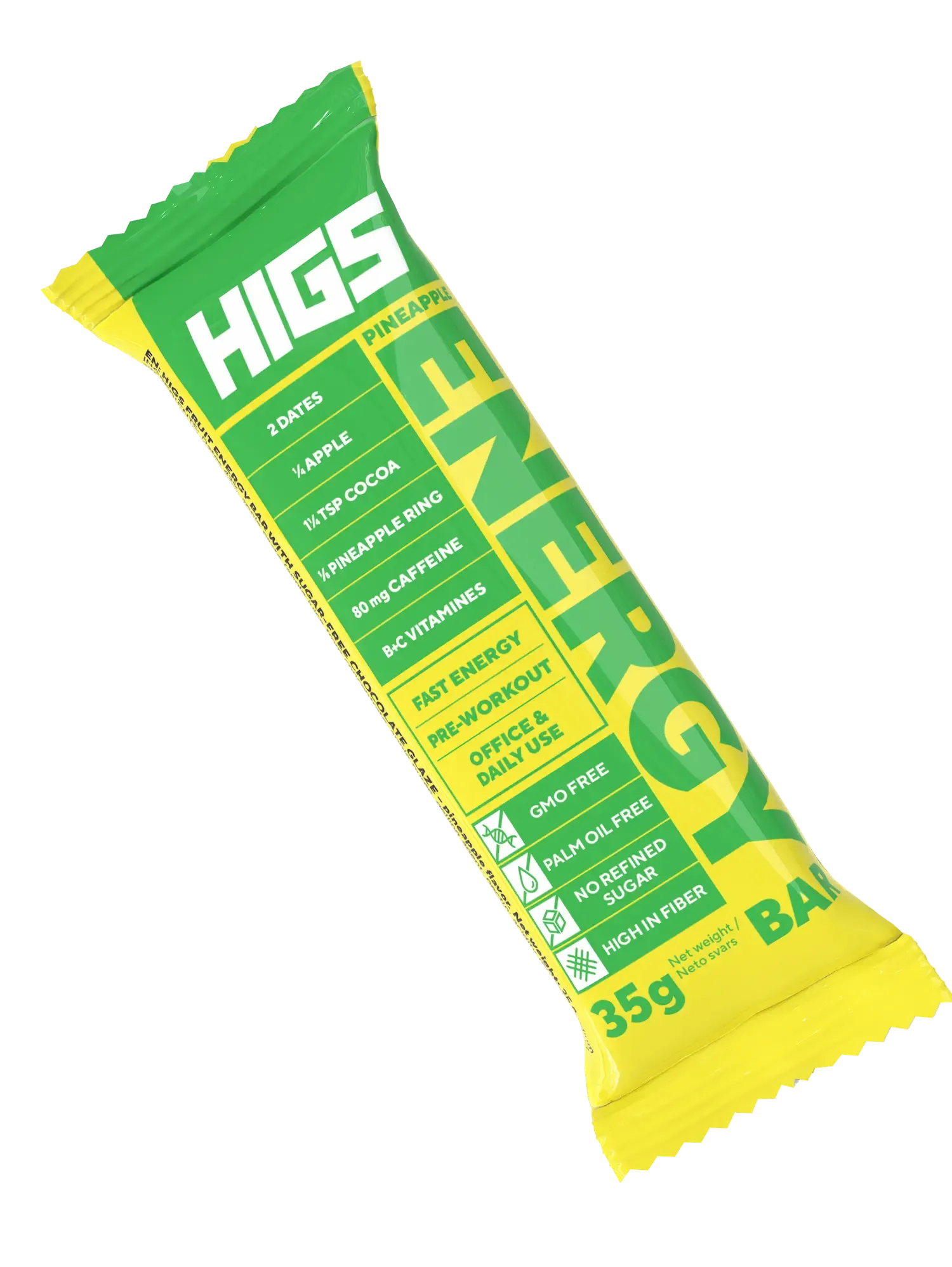 Energy Bar Ananans uten sukker Higs 35g - Matim Engros AS